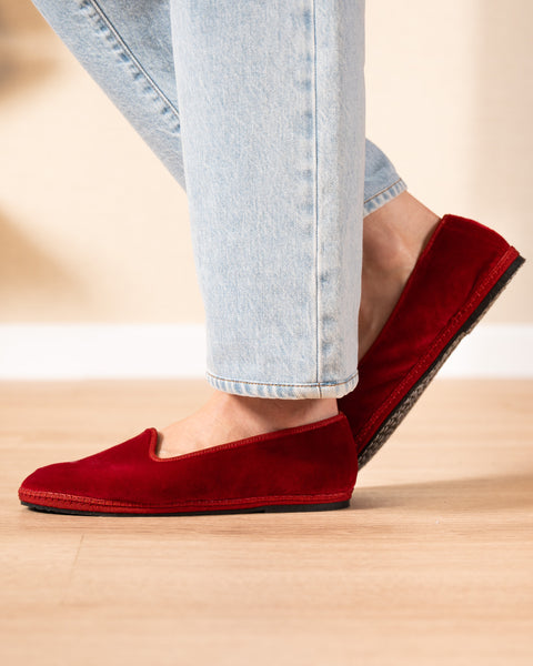 Velasca | Scarpa friulana rossa in velluto, Made in Italy